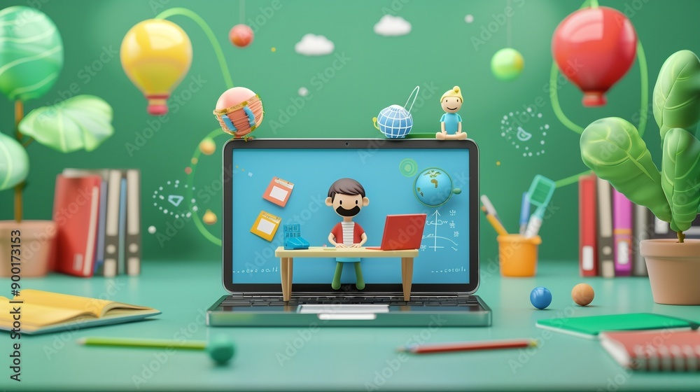 Students engaging in digital classroom activities via online courses ...