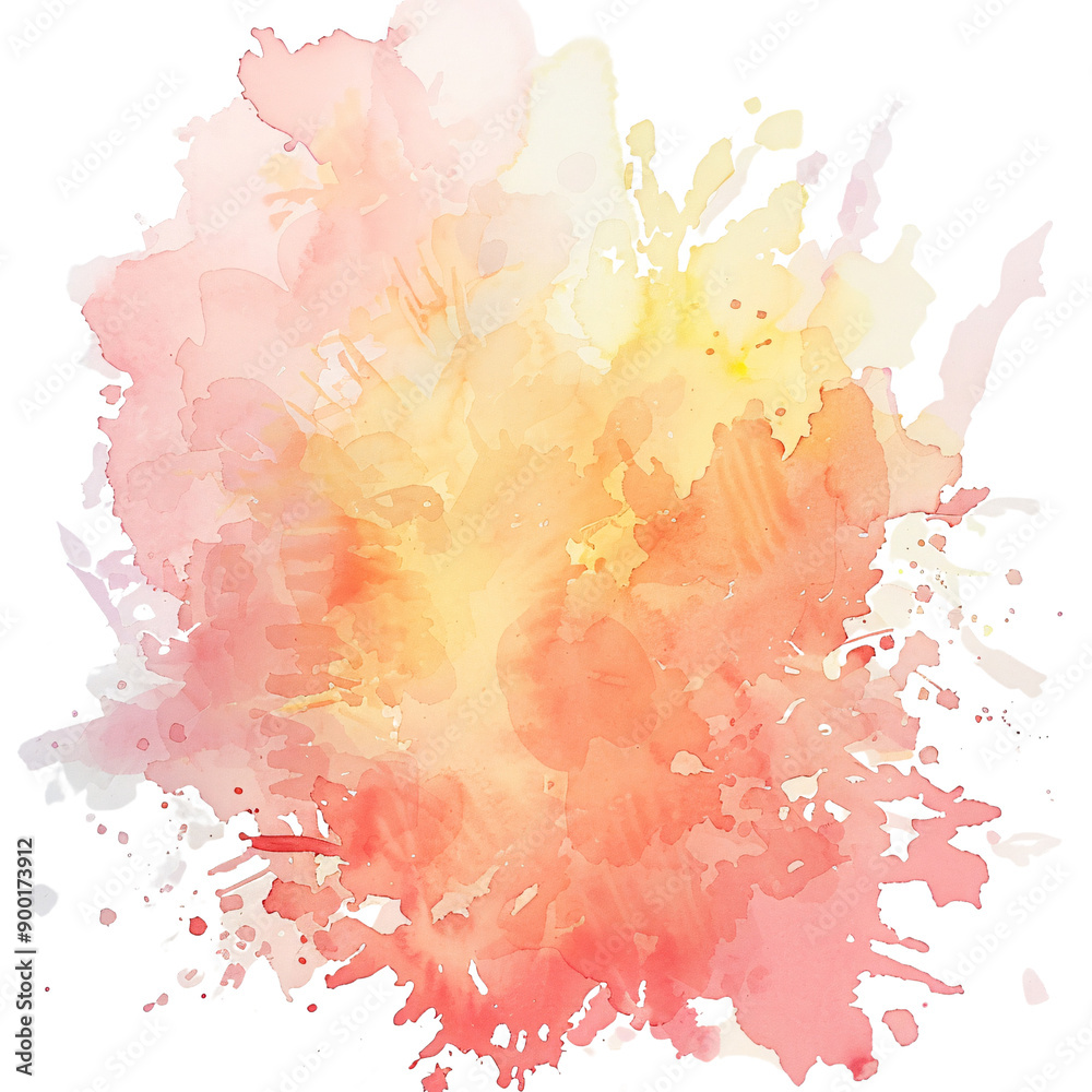 Watercolor with pastel ink splash centered on the paper, featuring ...