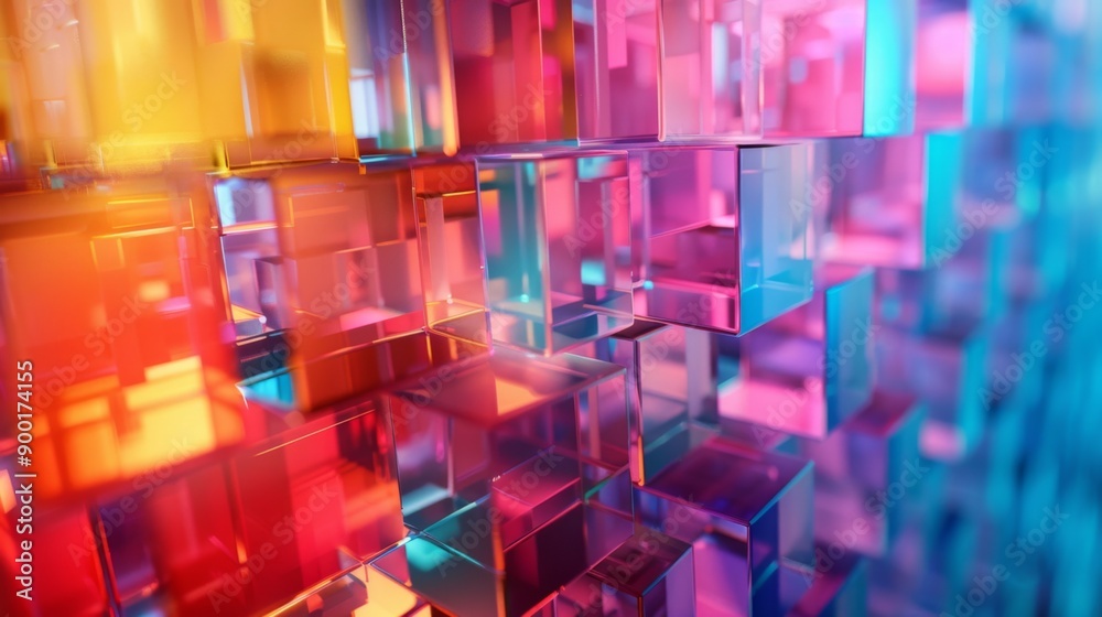 Floating Prisms 3D background with floating prisms reflecting a ...