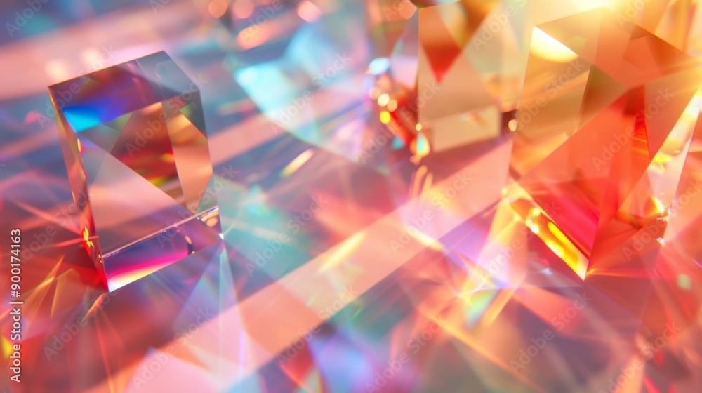 Floating Prisms 3D background with floating prisms reflecting a ...
