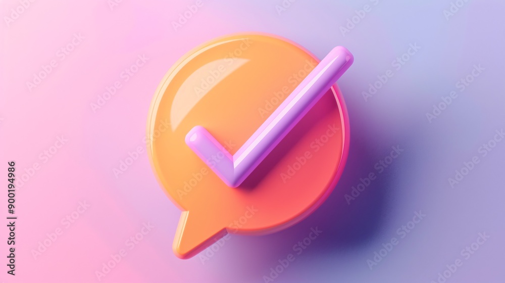 3-dimensional tick symbol on speech bubbles. Selection button ideal for ...