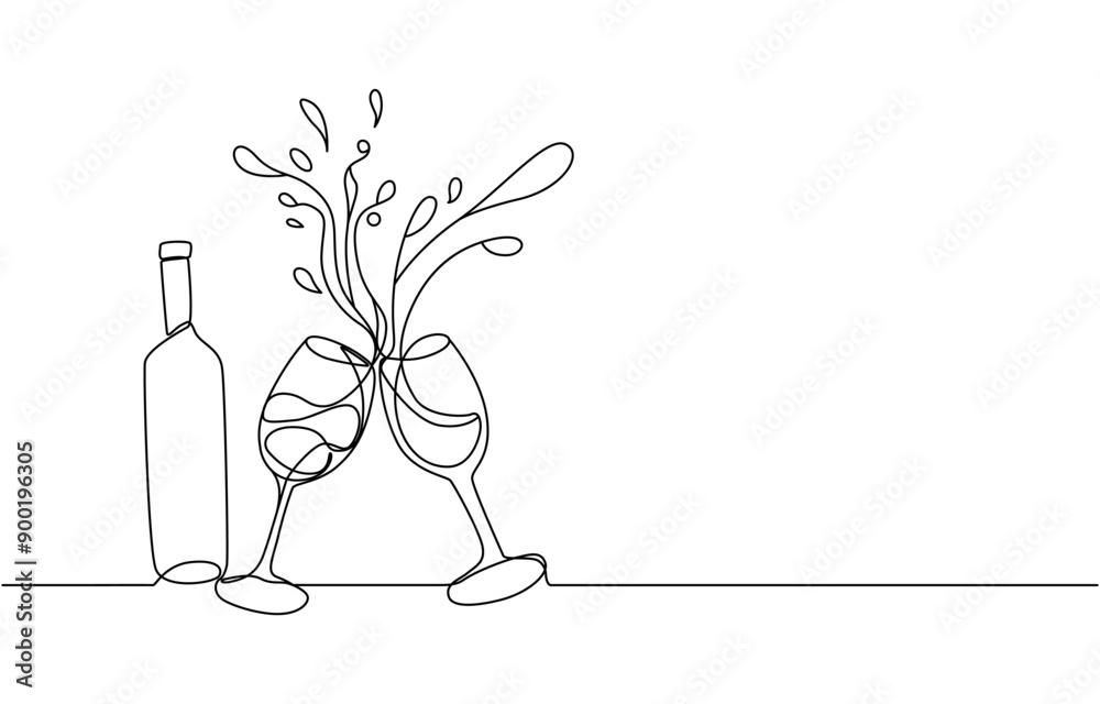 glass of champagne or wine glass line art style illustration vector eps ...