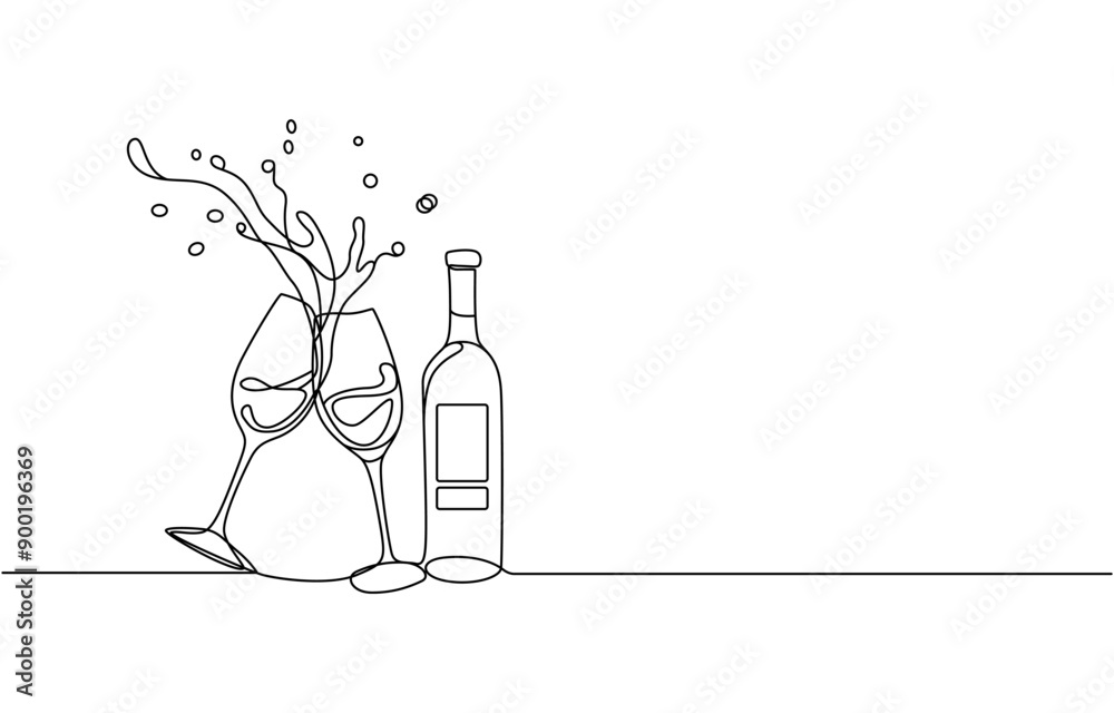 glass of champagne or wine glass line art style illustration vector eps ...