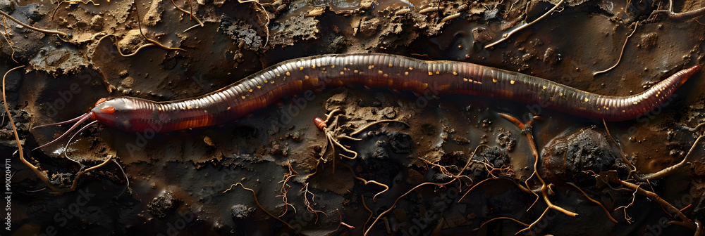 Earthworm Burrowing Through Nutrient-rich Soil, Showcasing Ecological ...