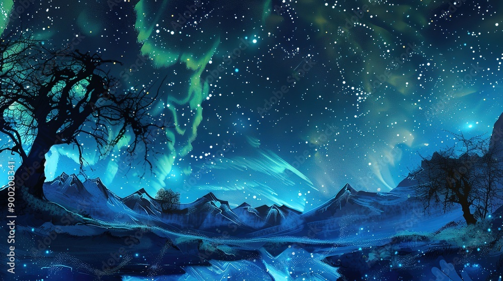 Celestial Display: The Northern Lights Dance Across a Star-Studded Sky ...