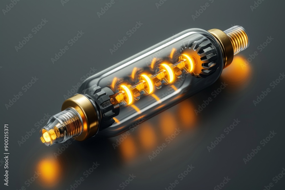 Vintage light bulb with glowing filament representing the fusion of ...