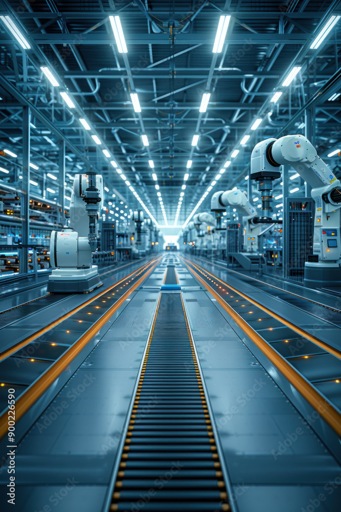 business achievement, A sleek manufacturing plant with machines ...