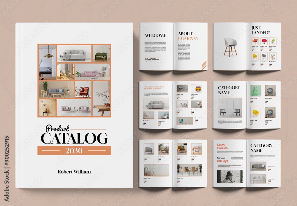 Catalog with Gold Accents Stock Template | Adobe Stock