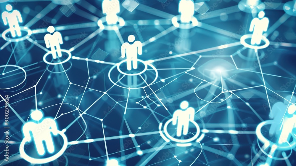 Interconnected Social Network: Icons of People in Circles Linked by ...