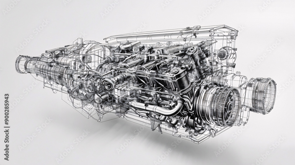 Mechanical engineering engine diagrams, providing detailed ...