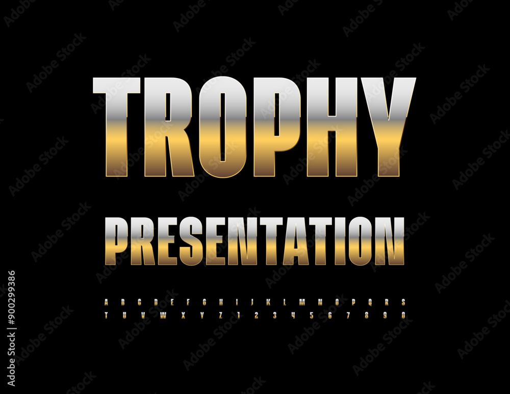 Vector elite logo Trophy Presentation. Elegant Gold Font. Modern ...