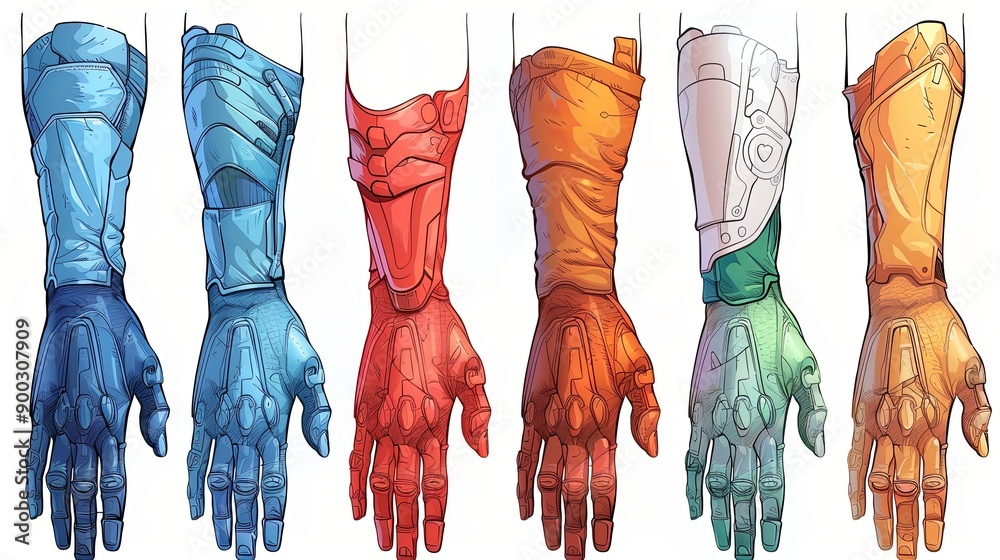 vector, illustration, Vintage cartoon hands in gloves and feet in shoes ...