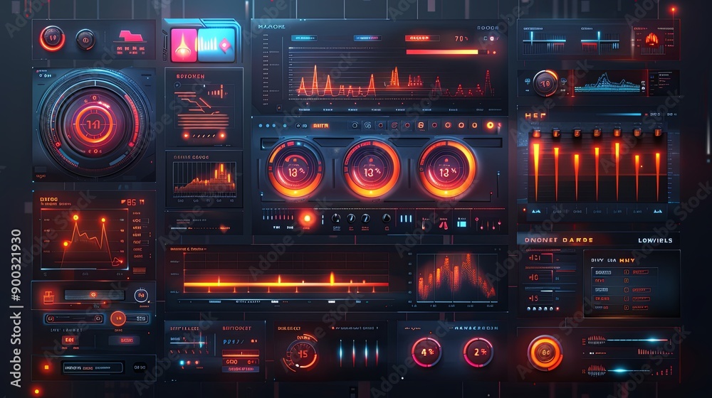 vector, illustration, User interface elements set for Smart home mobile app or web. Kit template ...