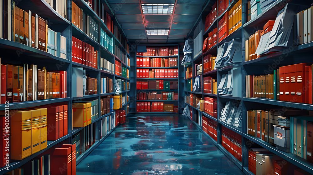 paper documents stacked in archive. folders with documents on the ...