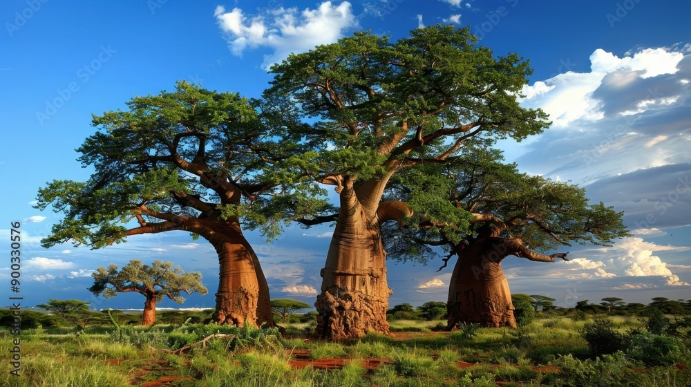 Baobab (Adansonia): Known for their enormous trunks and small leaves ...