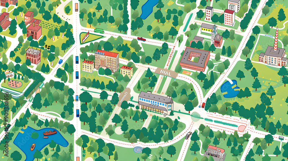 Detailed urban map showing important landmarks and attractions in a ...