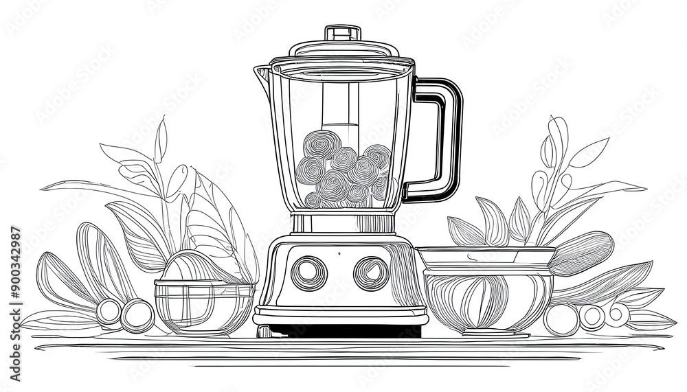 One line drawing and continue for blender on digital art concept ...