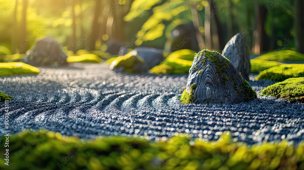 tranquil image of a traditional Japanese Zen garden, featuring ...