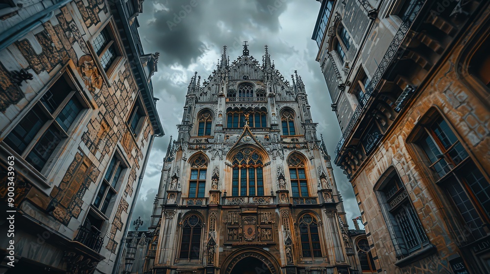 historic French building, like the Notre-Dame Cathedral or a medieval ...