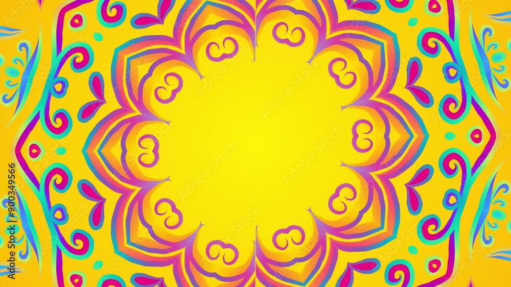 Beautiful circle frame batik dayak flowers line art motion graphics for ...