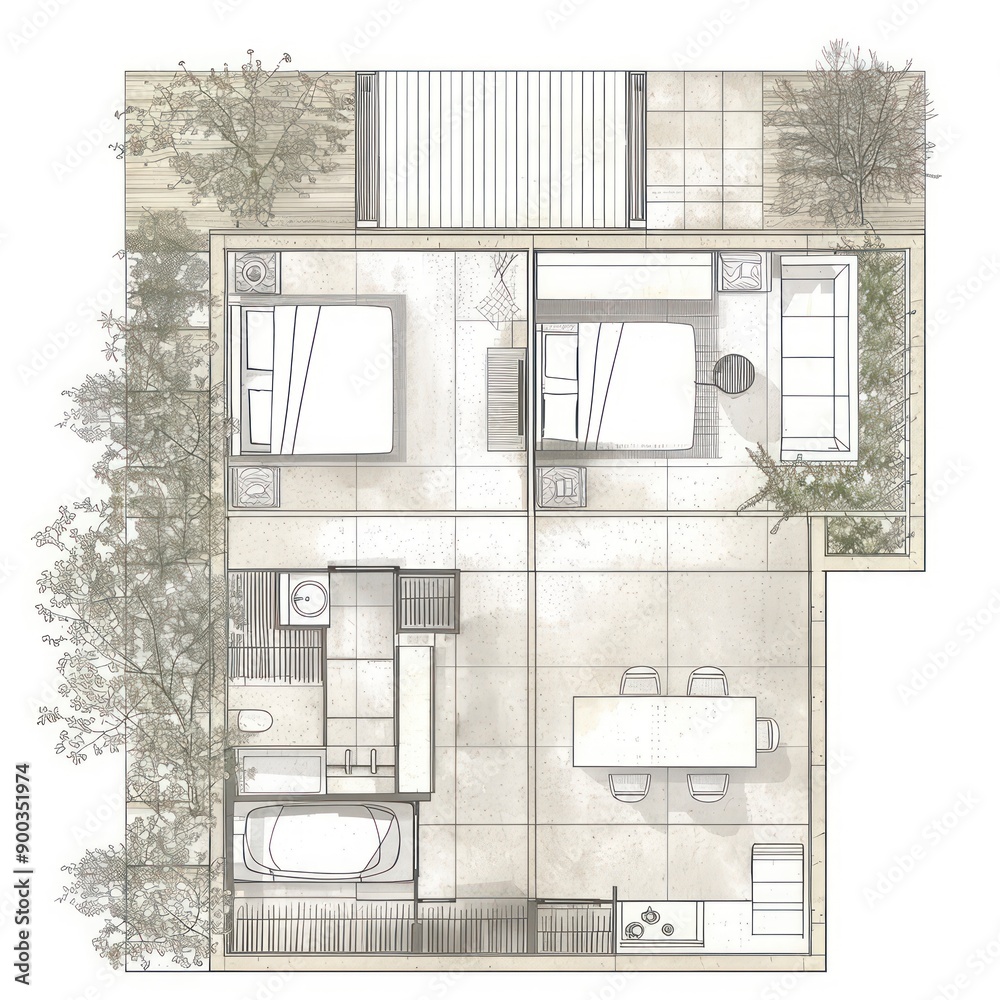 An architectural 3d blueprint sketch of a home, illustrating the design ...