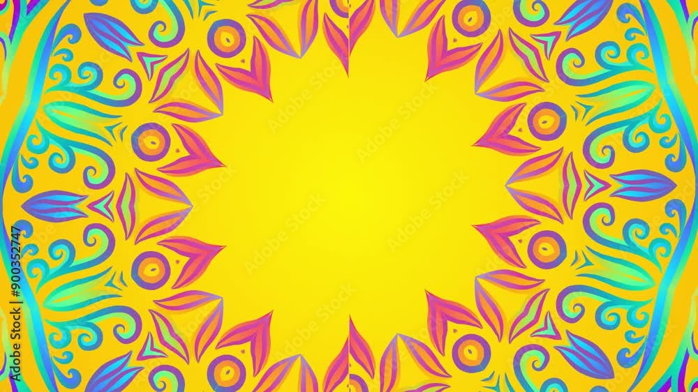 Beautiful circle frame batik dayak flowers line art motion graphics for ...