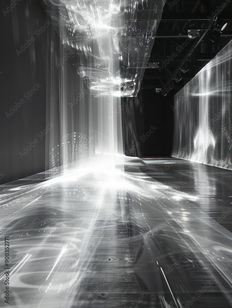 Abstract wall design with chaotic figures of typhoons and mazes, voids ...