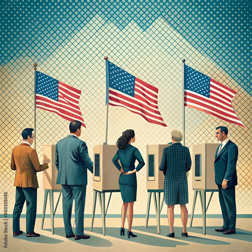 Trendy vintage Collage for 2024 election. Vector banner with halftone ...