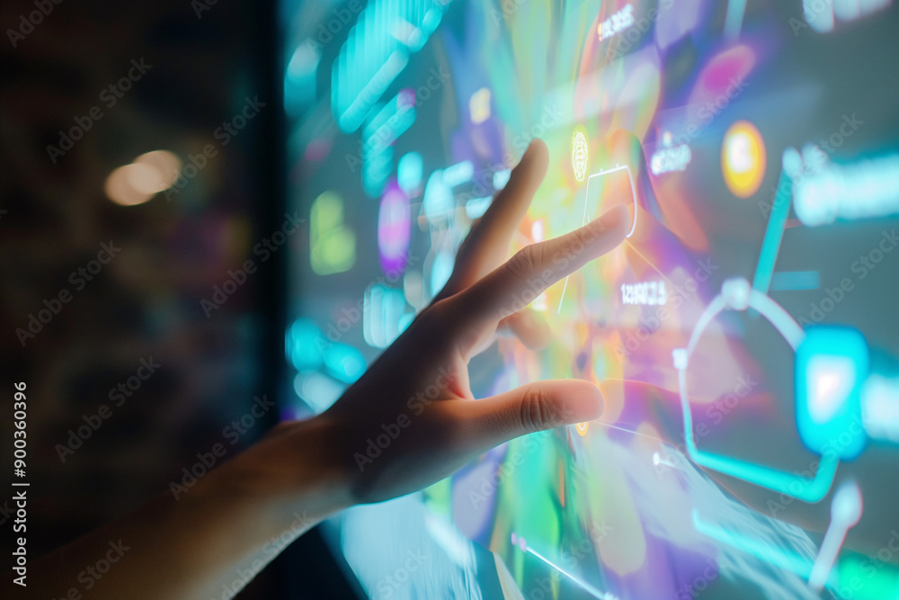 person using colourful simplistic artificial intelligence on virtual ...