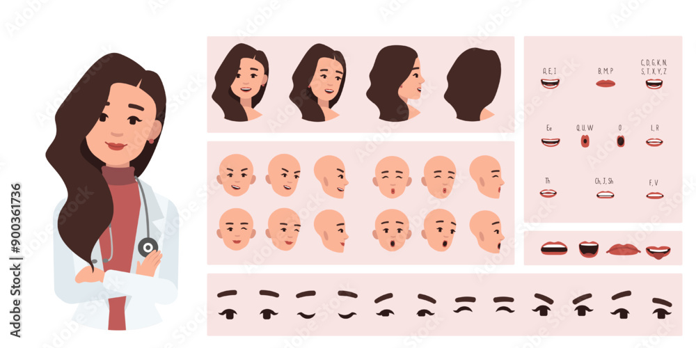 Medical worker woman doctor avatar creation suitable for animation ...
