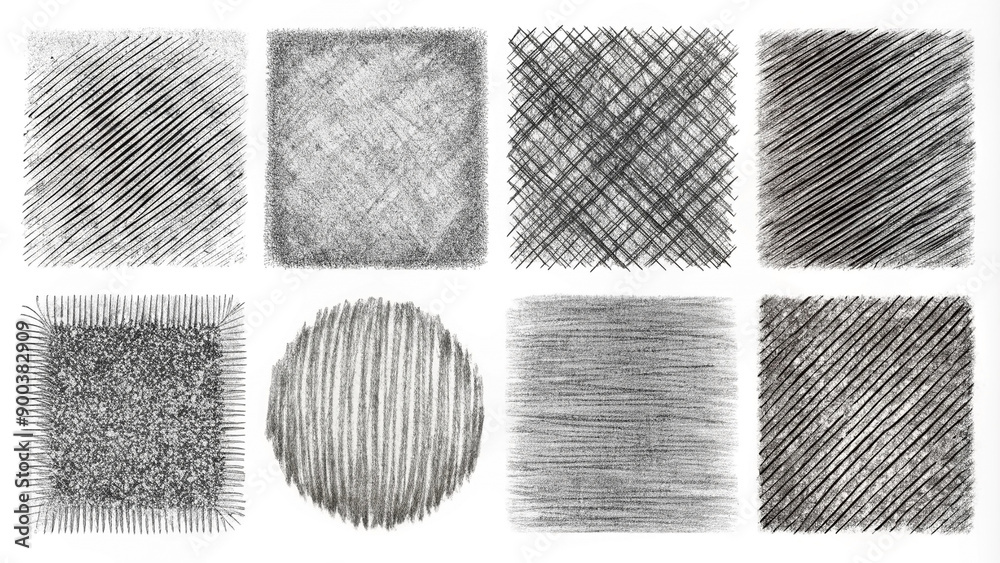 set of grunge hatching overlays created with a graphite pencil ...