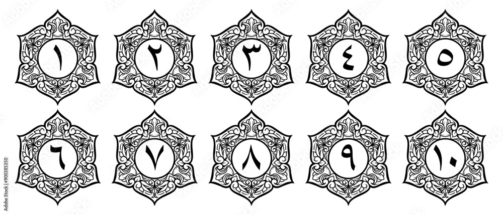 Arabic numerals with premium border decoration. illustration vector ...