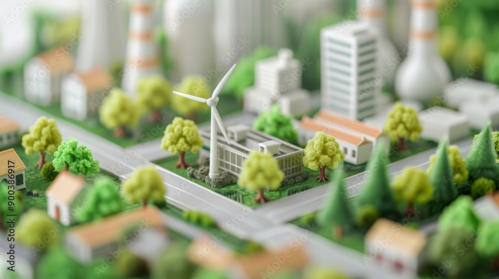 Sustainable Futuristic City Diorama with Green Buildings, Renewable ...