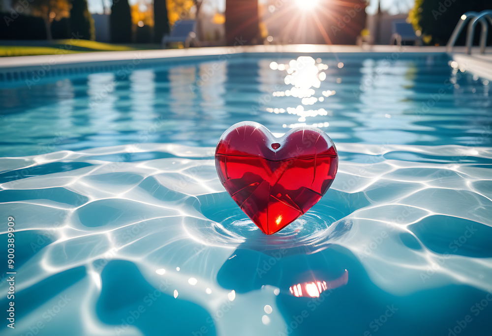 frozen heart melting pool representing fragile love sunny day ...