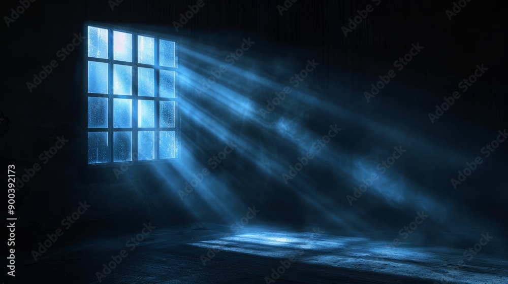 Moonlight streaming through window. Intense beams of moonlight ...