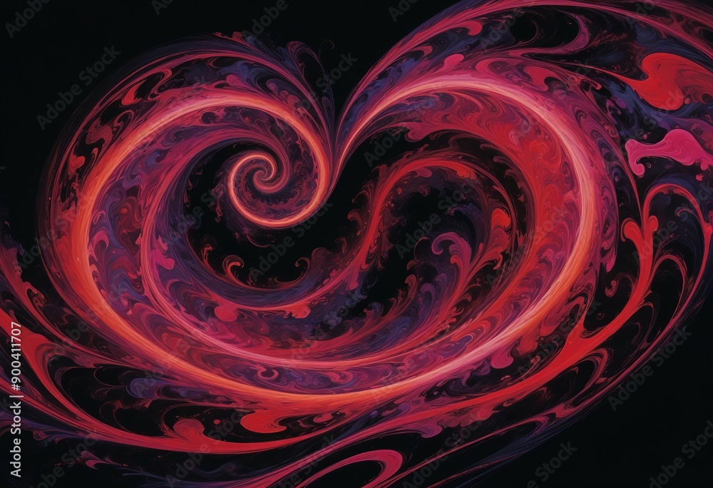 Black background, flares swirls, dark red ink lines Stock Illustration ...