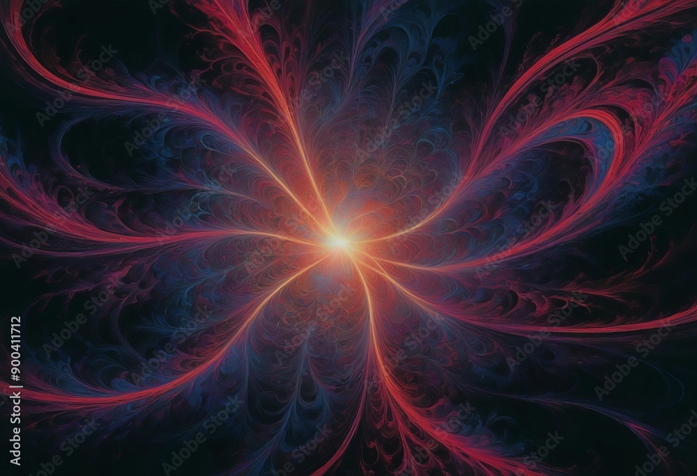 Black background, flares swirls, dark red ink lines Stock Illustration ...