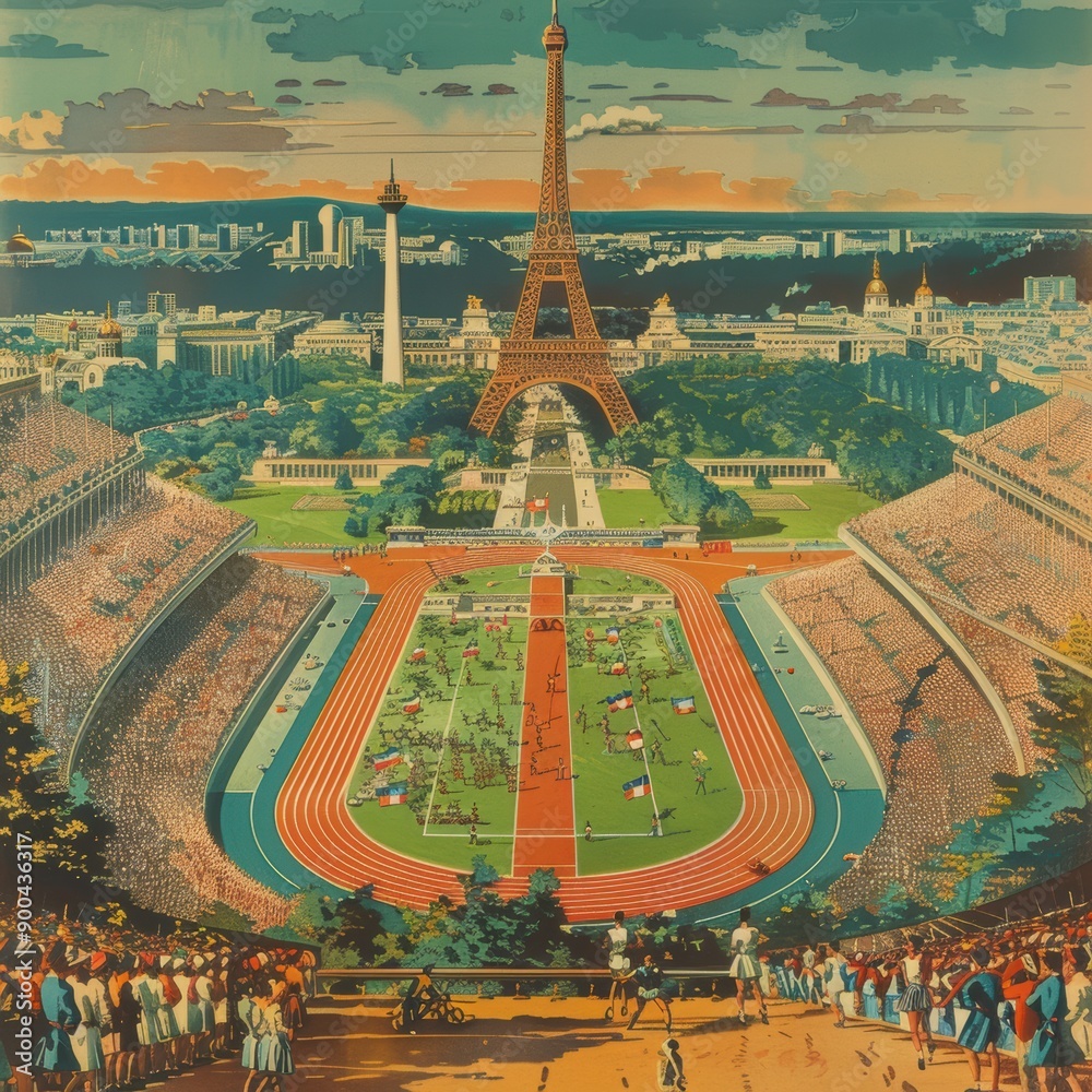 Olympic games 2024 in Paris France. Athletes running in a sports event ...