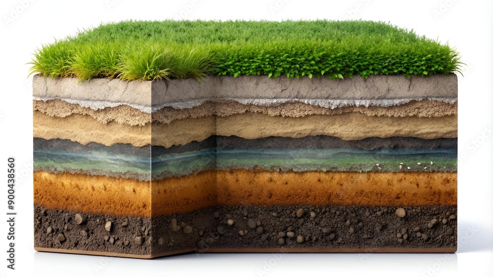 Soil layers with geological ground structure and materials outline ...