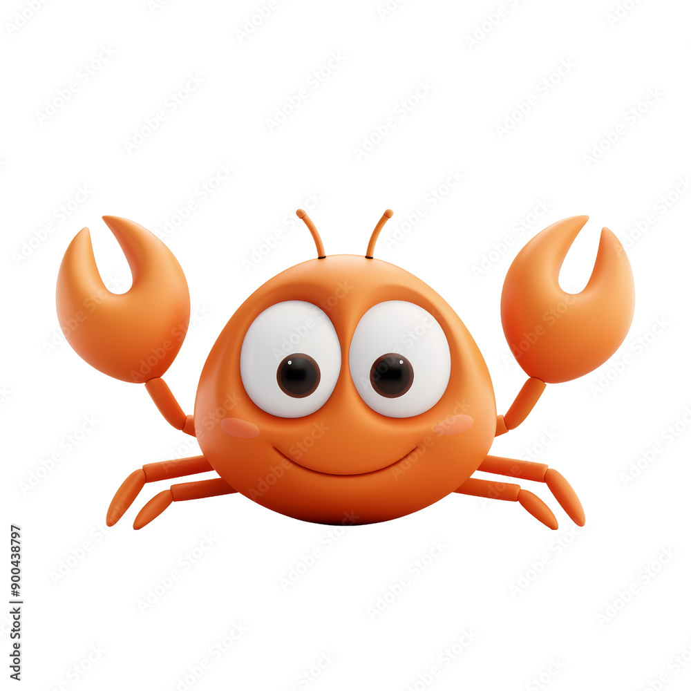 Cute cartoon-style crab with a happy expression, perfect for children's ...