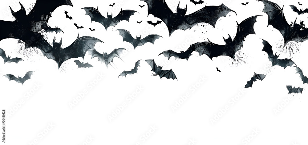 There are many bats flying in the sky together , bats flying, sky ...