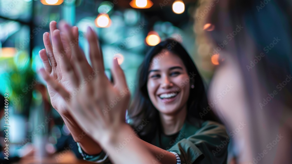 Picture of generous people high five for friendship or successful ...