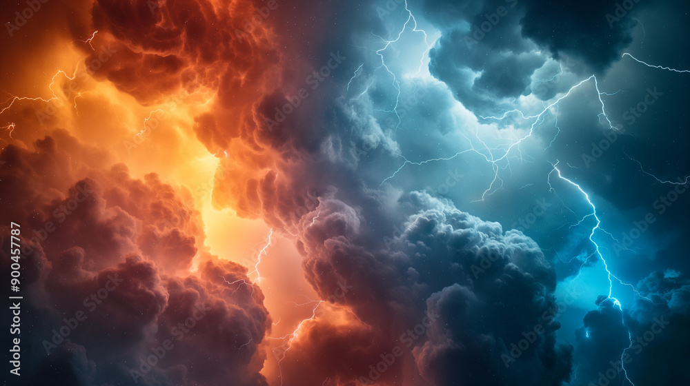 intense sky filled with billowing clouds. These clouds are a mix of ...