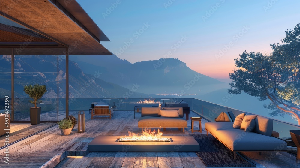 luxurious mountain top villa with multiple terraces, each offering a ...