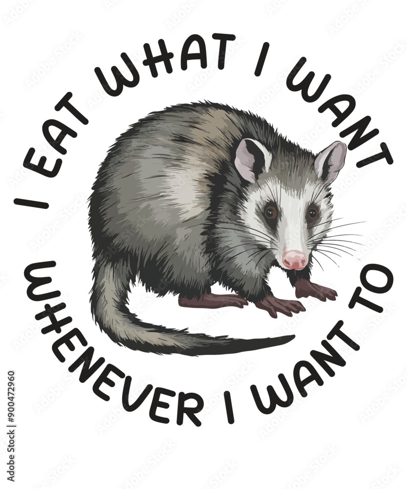 I eat what I want whenever I want to Funny Possum T-shirt, Sarcastic ...