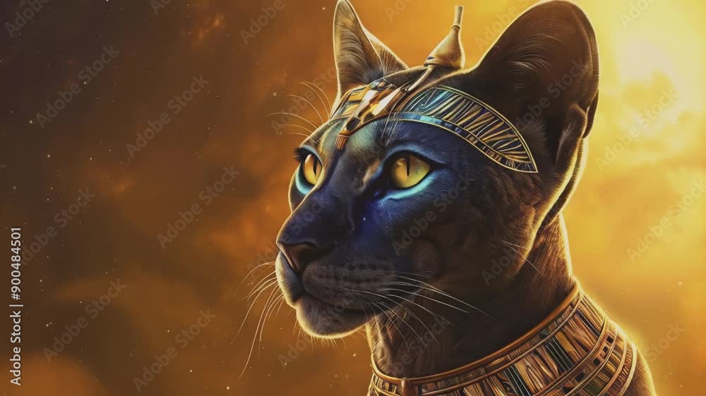 ancient Egyptian goddess Bastet, showcasing her feline features and ...