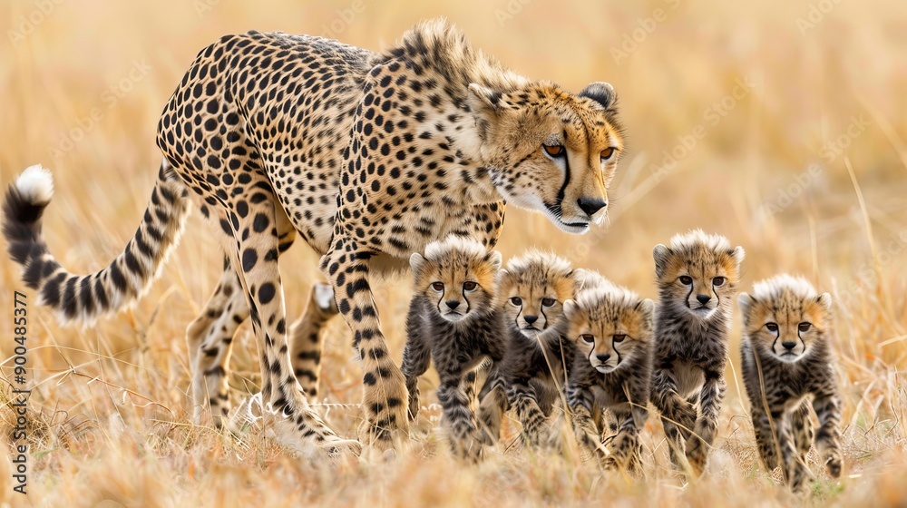 Cheetah mothers guide their four to six cubs in thriving on the arid ...