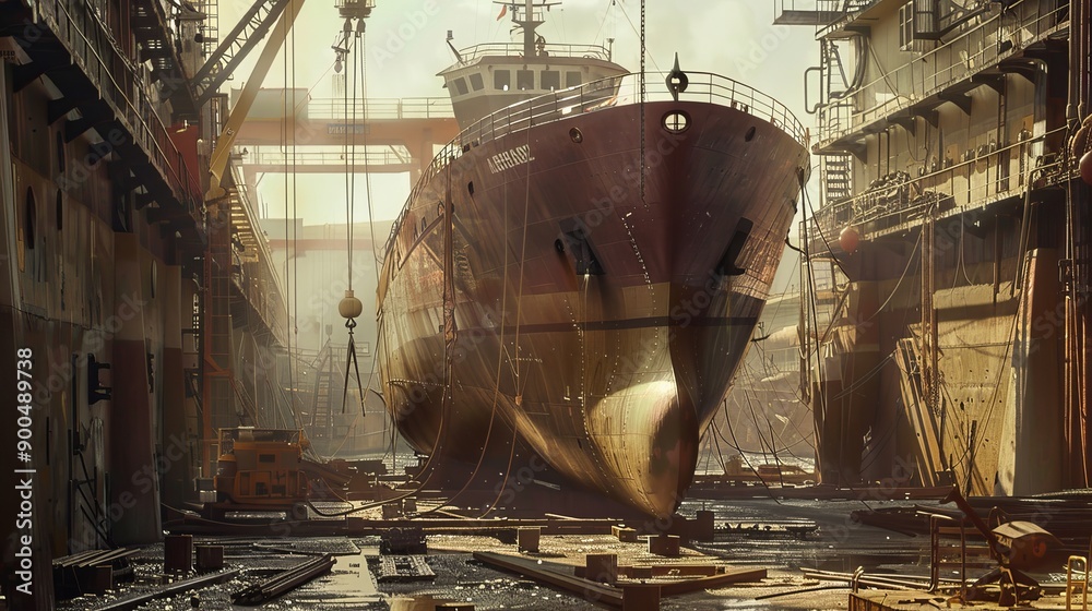 Ship construction process at shipyard for various vessel types like ...