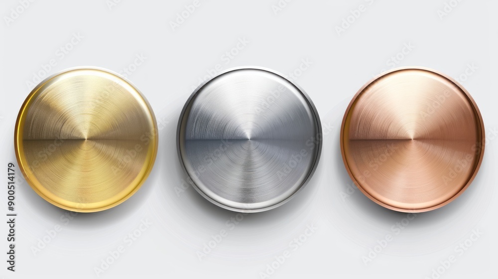 Award golden, silver and bronze blank medals 3d vector realistic ...