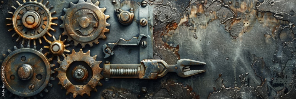 Ultra sharp photo illustrating a metal-themed background incorporating ...